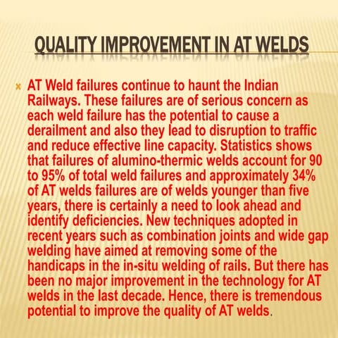 Procedures for aluminothermic welding 1 | PPTX