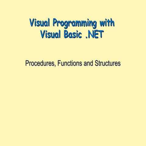 Procedures Functions Structures In Vbnet 2704