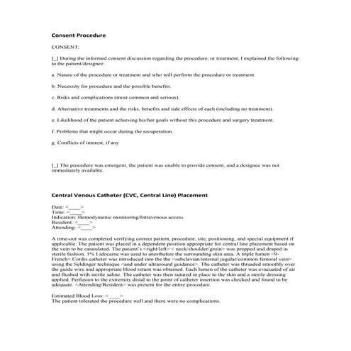 Consent form centralvenouscatheter | PDF