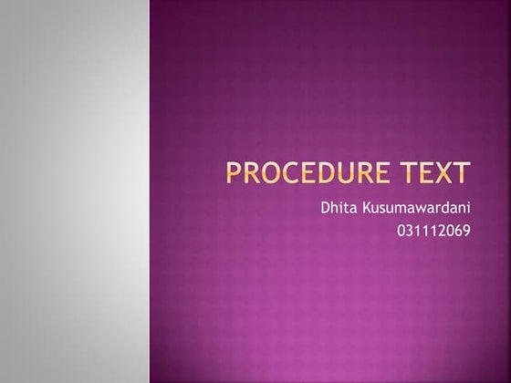Chapter 4 procedure text | PDF | Cooking | Food & Drink