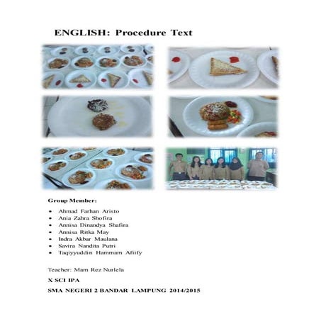[English Task] Procedure Text: Original Appetizer, Main Course, and ...