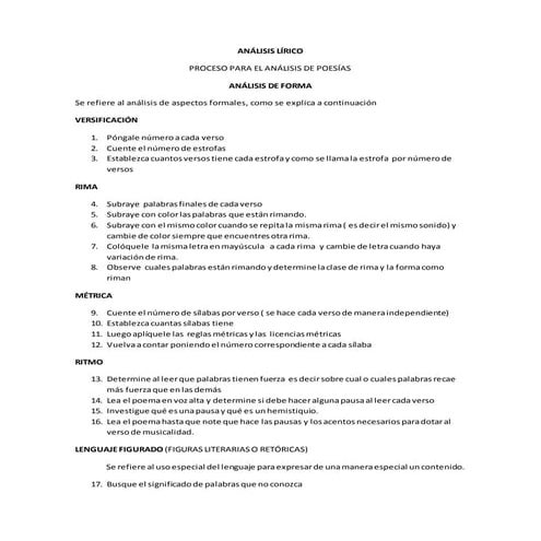 Proceso para el análisis de poesías | DOCX