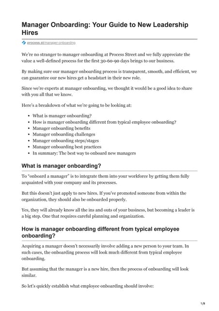 Onboarding & Orientation - How to on-board new employees. A Manual for ...