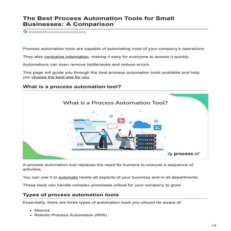 The Best Process Automation Tools for Small Businesses A Comparison | PDF