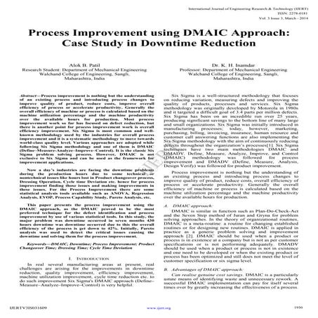 Process improvement-using-dmaic-approach-case-study-in-downtime-reduction-ijertv3 is031609 | PDF