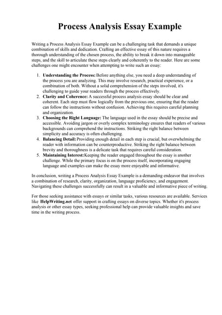 Process Analysis Essay Sample. East Texas Baptist University | PDF