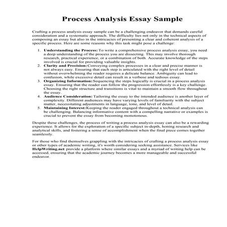 Process Analysis Essay Sample. East Texas Baptist University | PDF