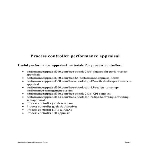 Process controller performance appraisal | DOCX