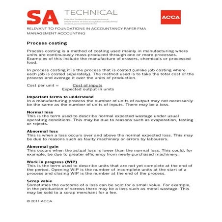 Process costing | PDF