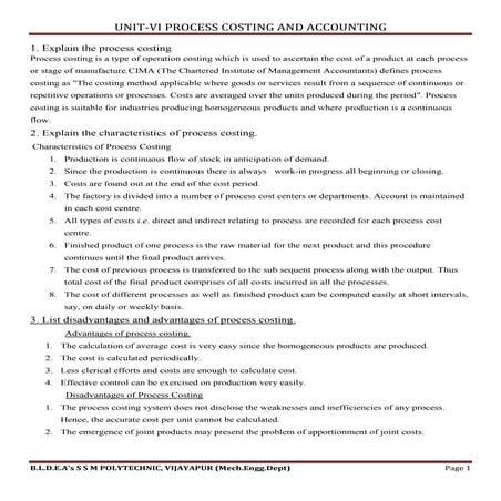 Process costing final | PDF