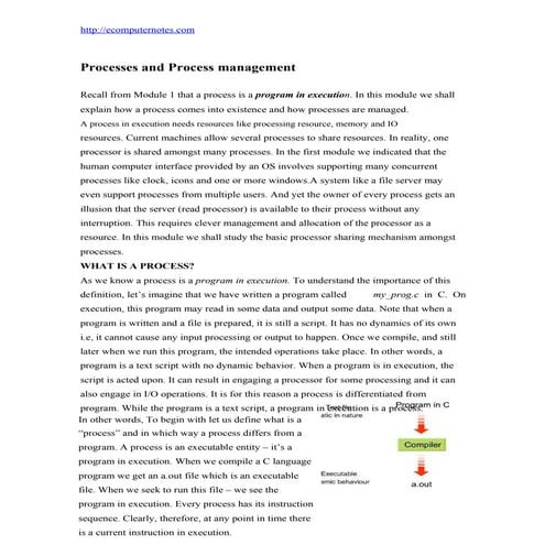 computer notes - Processes and process management | DOC