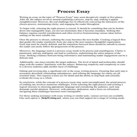 Process Essay. The Essay Writing Process Essays Citation | PDF ...