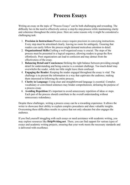 Process Analysis Essay Example | PDF | Homework and Study | Education