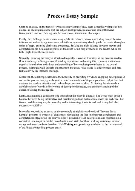 Process Essay Example. Marian University | PDF