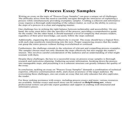Process Essay Samples | PDF | Homework and Study | Education