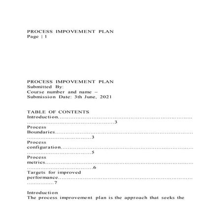 Alpha Case Study - Process Improvement Plan_Sample | PDF