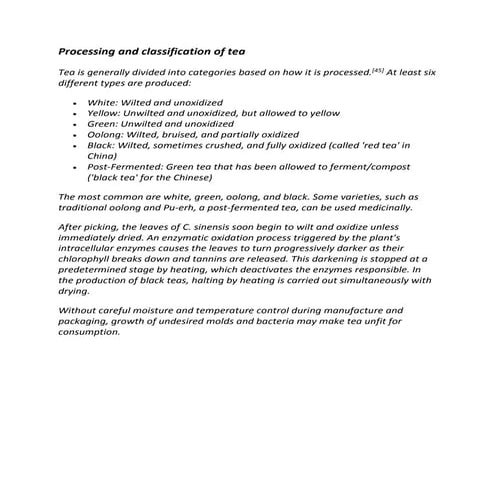 Processing and classification of tea | PDF