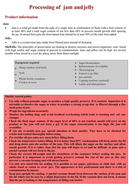 Production process of jam 1 | PPT