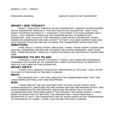 Process journal march 4, 2011 | PDF