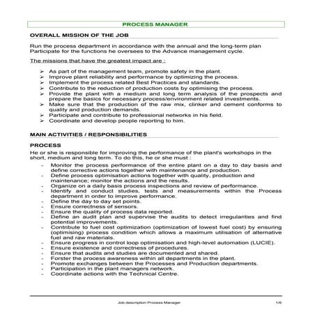 Process manager jd | DOC