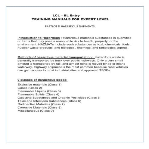 Process - VLS LCL BL Entry - Expert level | PDF