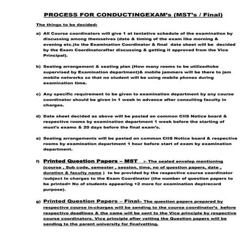 Process of exams | DOCX