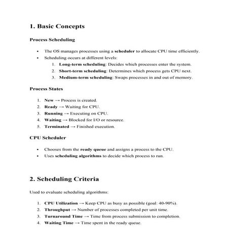 Process Scheduling In Operating System Docx