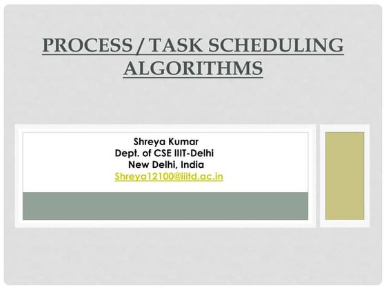 Process Scheduling Algorithms Pptx Operating Systems Computer