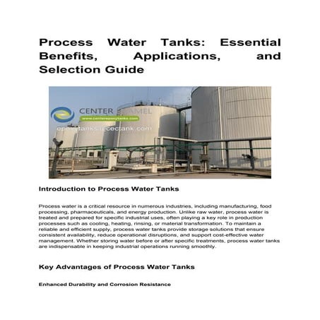 Process Water Tanks_ Essential Benefits, Applications, and Selection ...