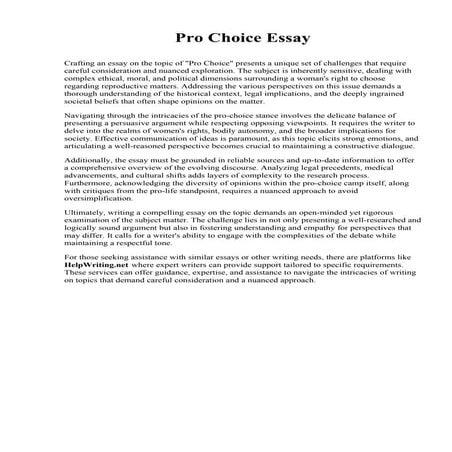 Pro Life Abortion Essay | PDF