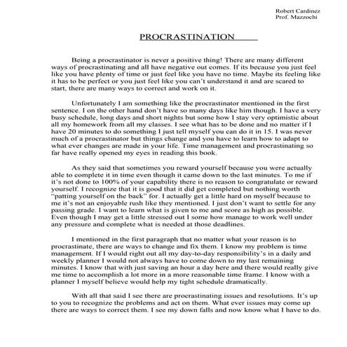 Procrastination | DOC | Homework and Study | Education