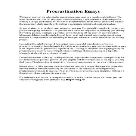 Procrastination Essays | PDF