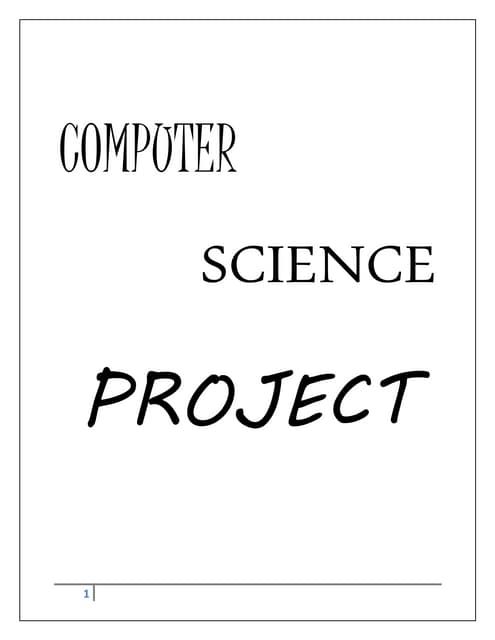 Computer project final for class 12 Students | PDF