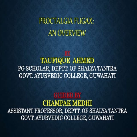 Proctalgia fugax: Anal Pain | PPTX