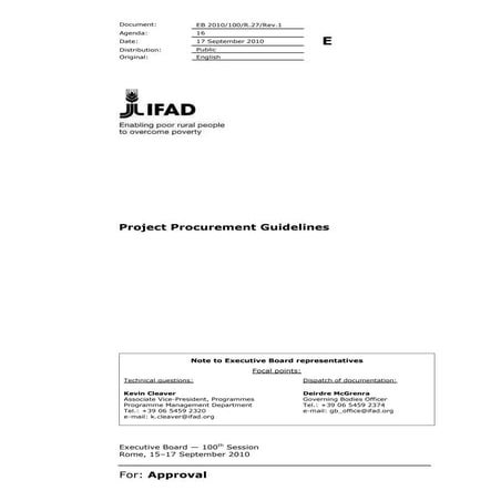 IFAD Project Procurement guidelines 2011 | PDF