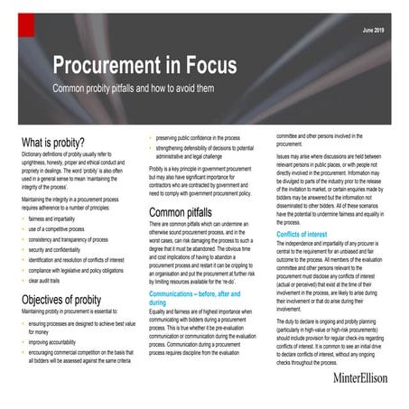 Procurement in focus: common probity pitfalls and how to avoid them ...
