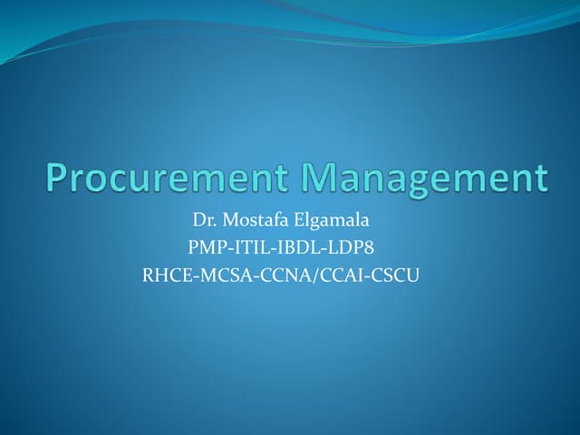 Introduction to procurement | PDF