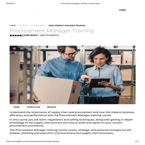 Procurement Manager Training - Course Gate | PDF
