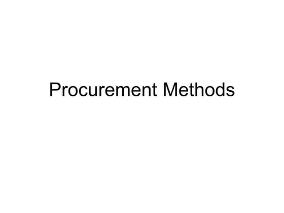 Lecture 1 Introduction to Procurement and contract Management ...