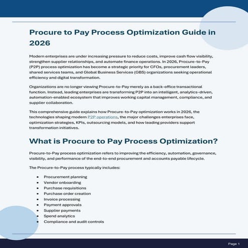 Procure to Pay Process Optimization Guide in 2026 | PDF