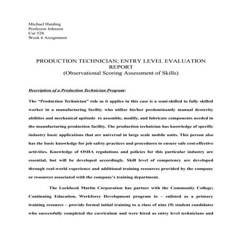 Prod. tech. eval. part two | DOC