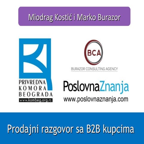Prodajni razgovor sa b2b kupcima prezentacija poslovnaznanja | PPT