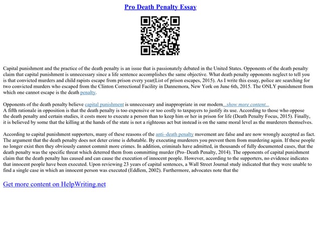 Thesis Statement For Death Penalty | PDF