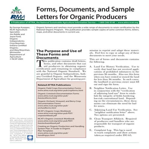 Forms, Documents, and Sample Letters for Organic Producers | PDF
