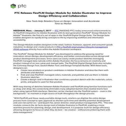 PTC Releases FlexPLM Design Module for Adobe Illustrator to Improve ...