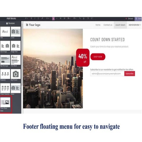 Odoo web shop Product offer timer snippet | PPTX