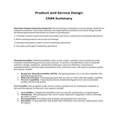 Product and Service Design1.pdf a detailed presentation | PDF