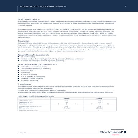 ROCKPANEL - Productblad rockpanel natural | PDF