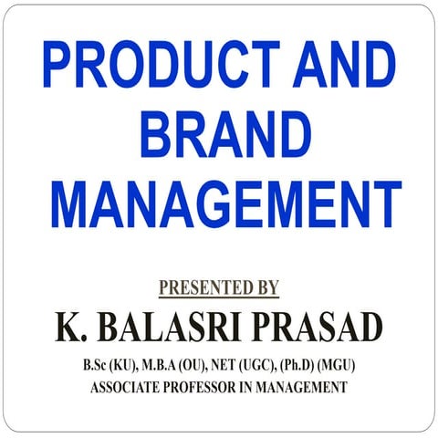 Product and Brand Management unit - 1 | PPT