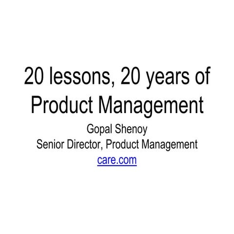 20 lessons from 20 years of Product Management | PPTX